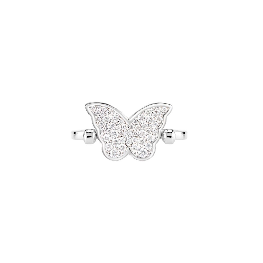 Classic Butterfly White Gold Diamond Reversible Small Ring | Samra ...