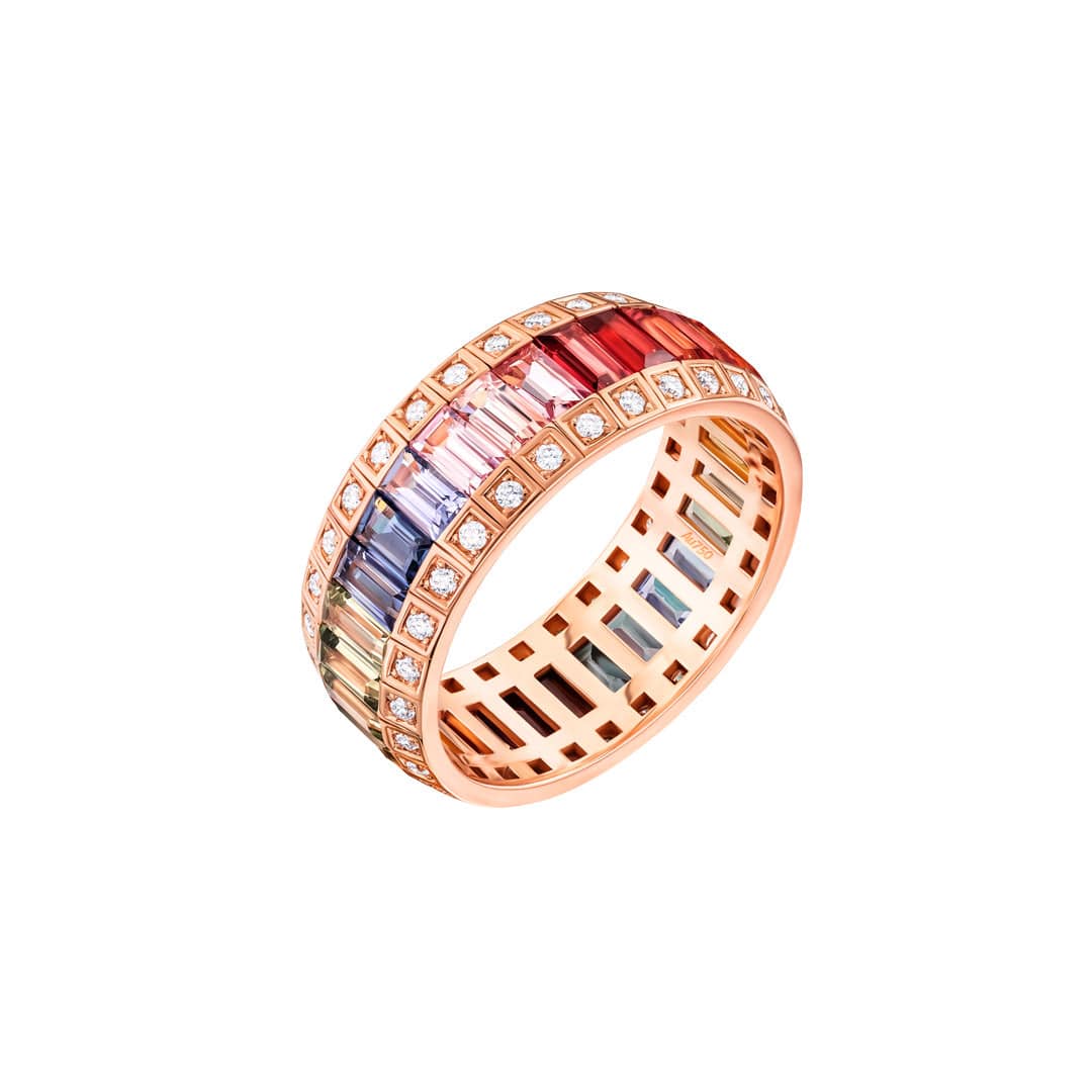 Noor Rose Gold Baguette Sapphire Ring | Samra Jewellery